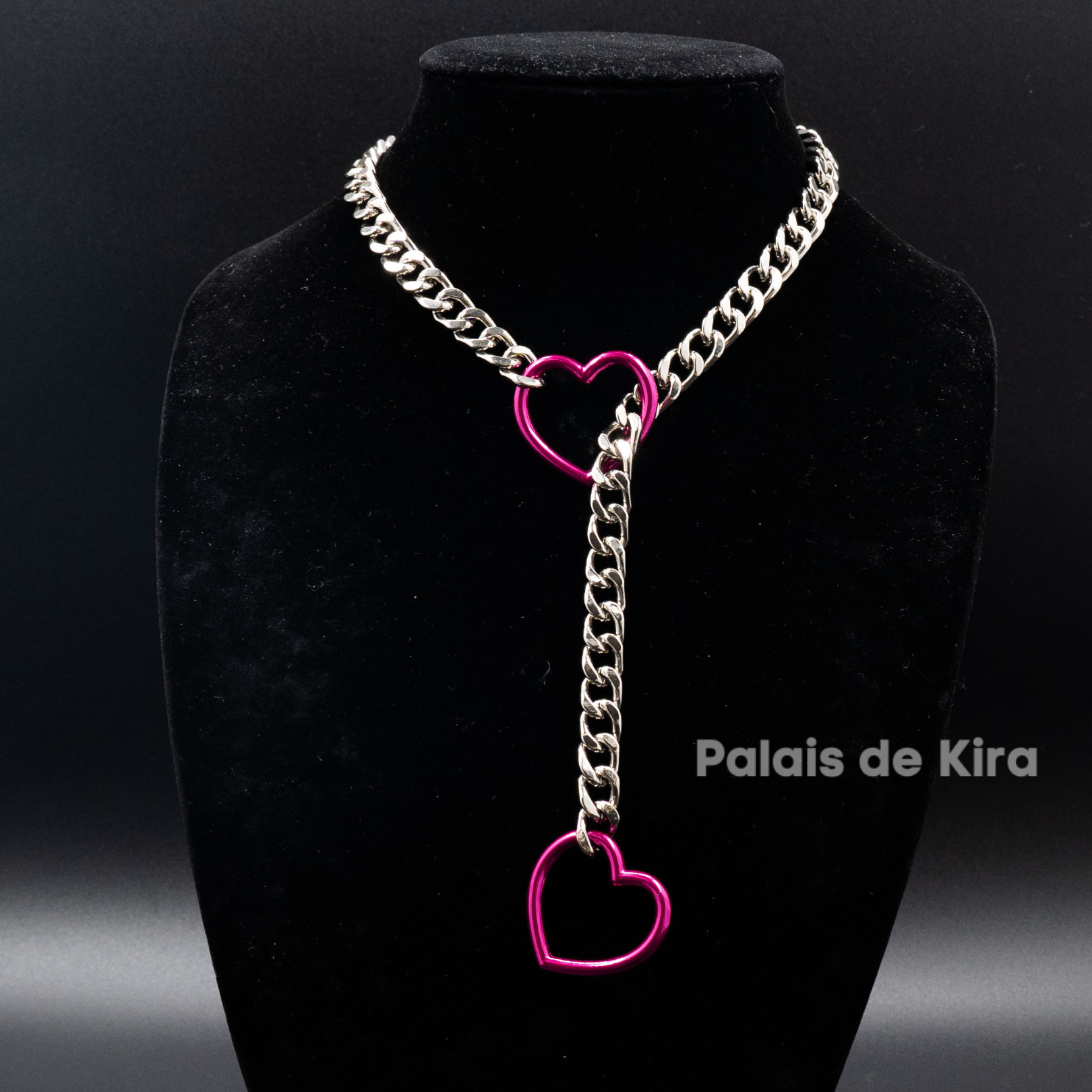 Silver Chain & Rosepink Heart Slip Chain Neckalce | Human Slip Chain ...