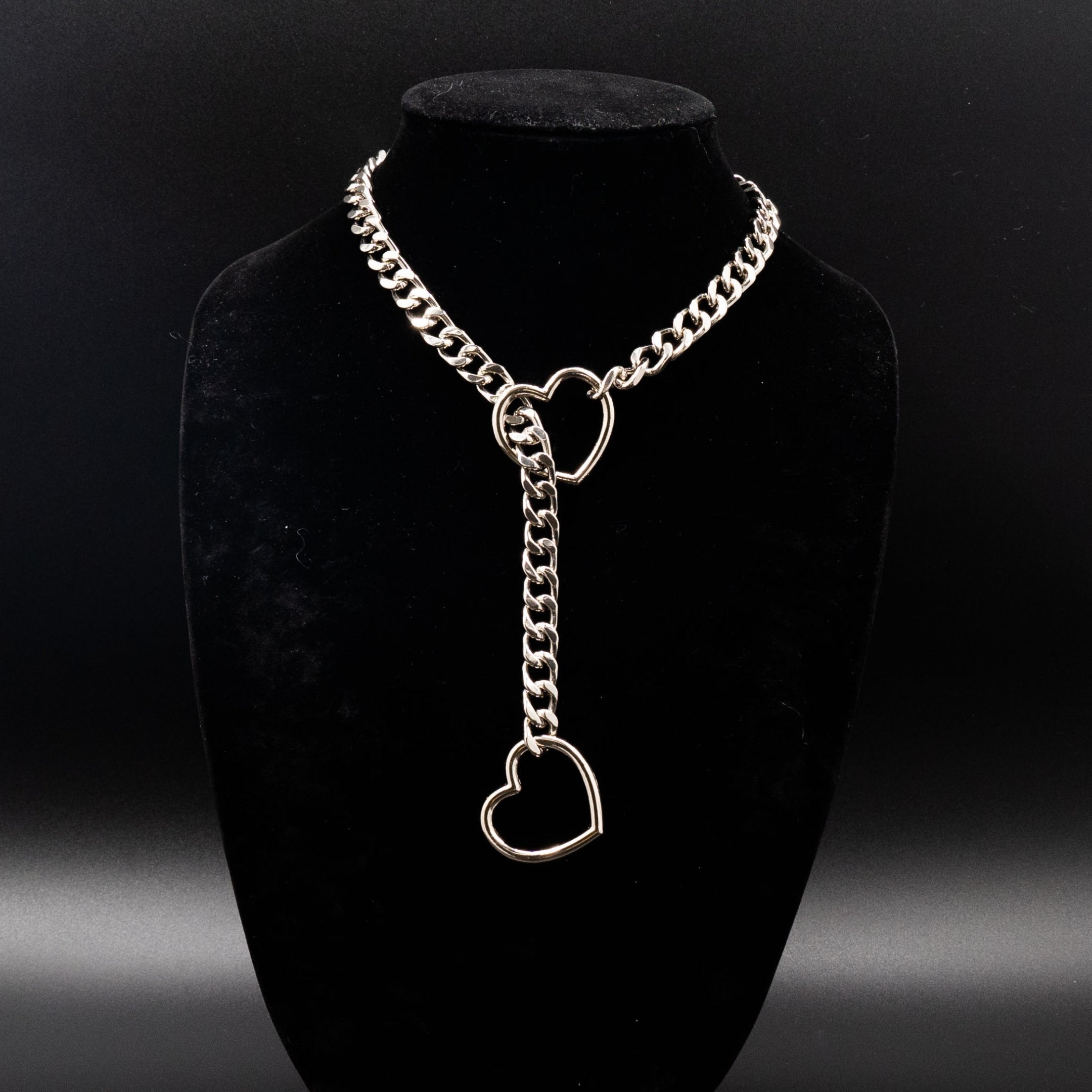 Silver Chain Heart Slip Chain Collar Necklace| Human Slip Chain Collar ...